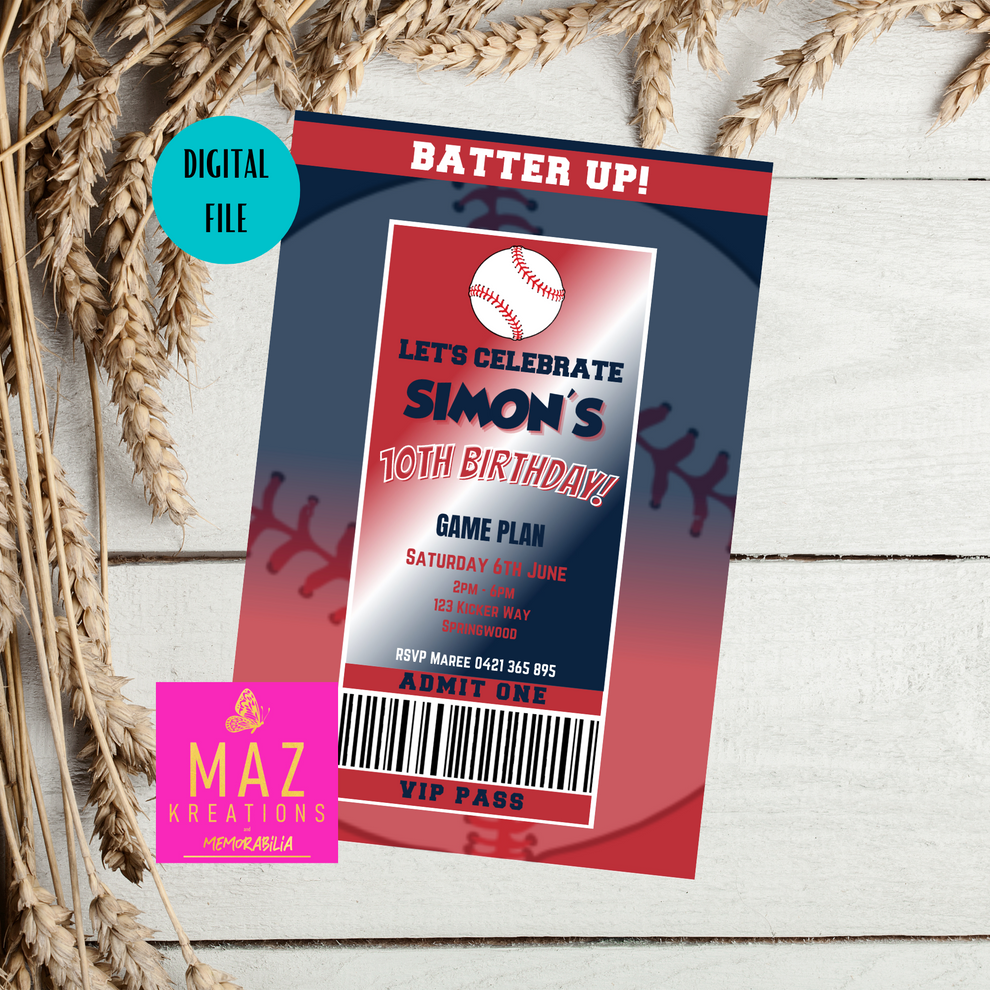 Boston Red Sox Birthday Invitation – Maz Kreations