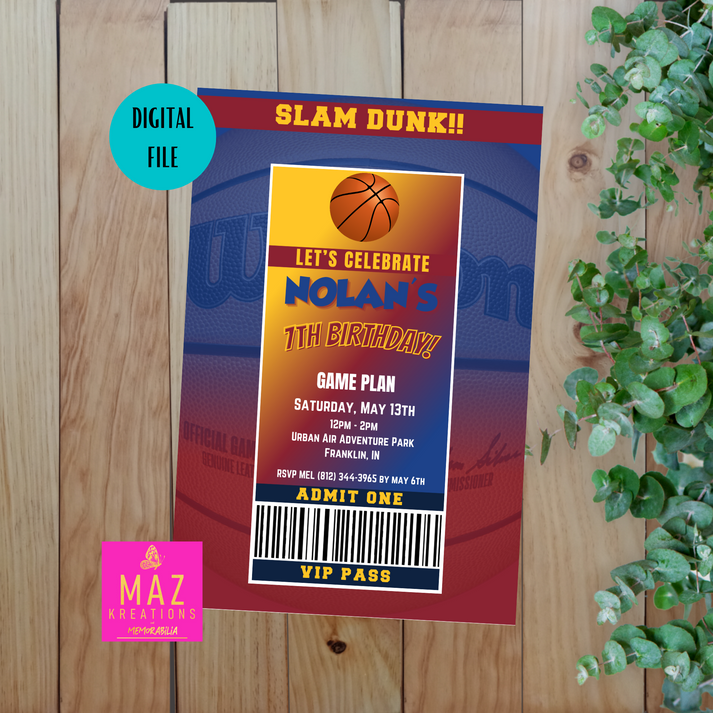 Denver Nuggets VIP Pass Birthday Invitation – Maz Kreations