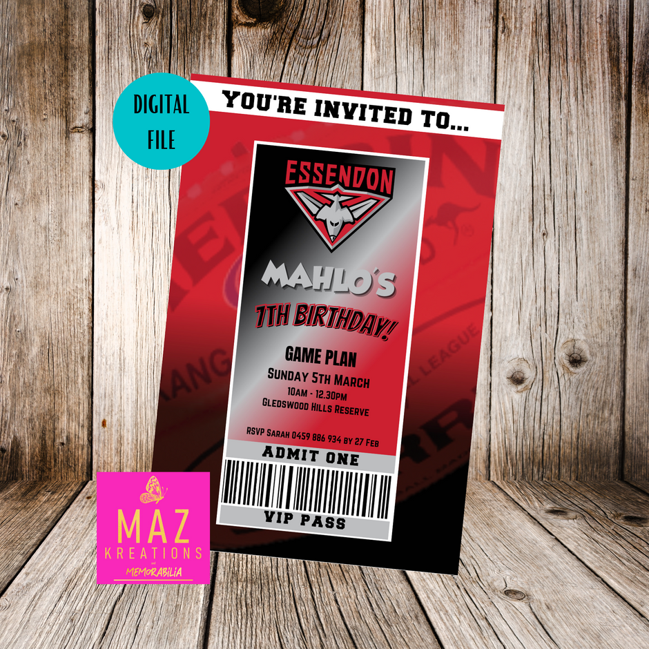 AFL Birthday Invitations – Maz Kreations