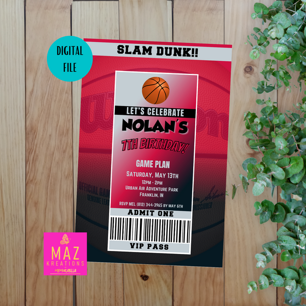 Houston Rockets VIP Pass Birthday Invitation – Maz Kreations