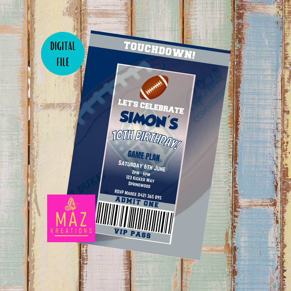 Indianapolis Colts Birthday Invitation – Maz Kreations