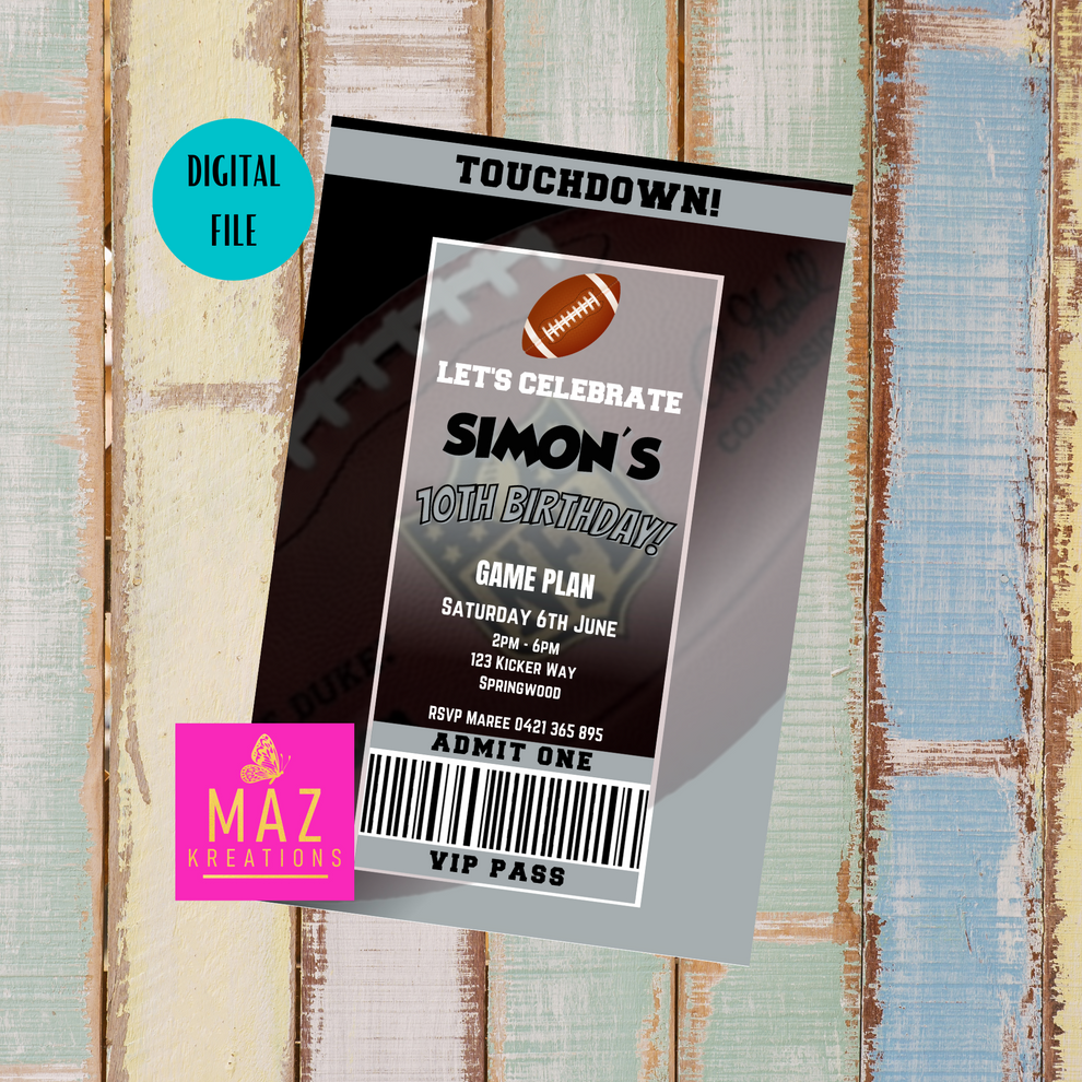 Las Vegas Raiders Birthday Invitation – Maz Kreations