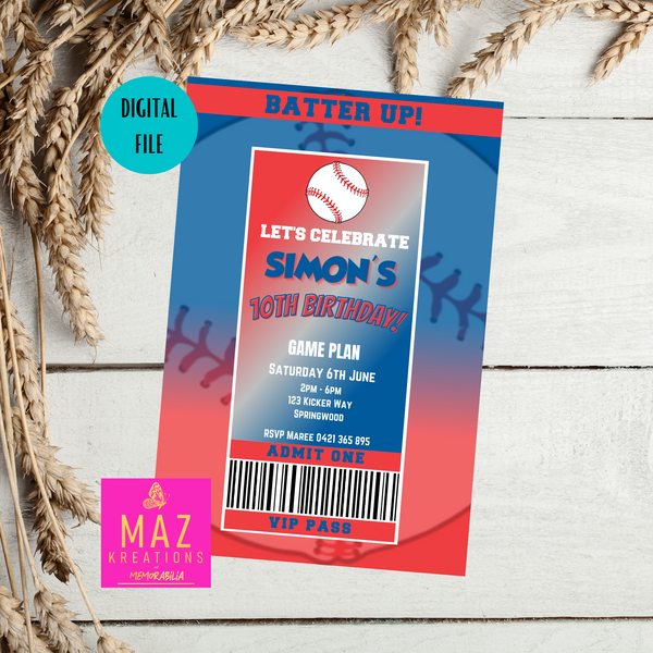 Los Angeles Dodgers Birthday Invitation – Maz Kreations