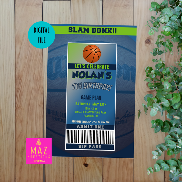 Minnesota Timberwolves VIP Pass Birthday Invitation – Maz Kreations