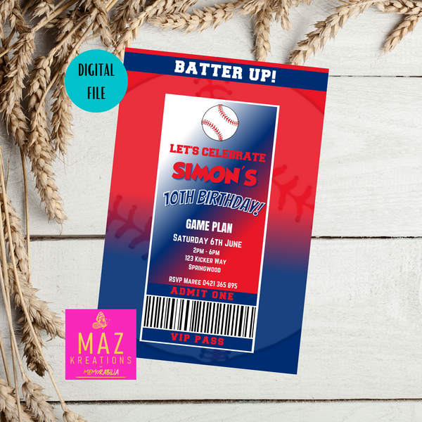 Philadelphia Phillies Birthday Invitation – Maz Kreations
