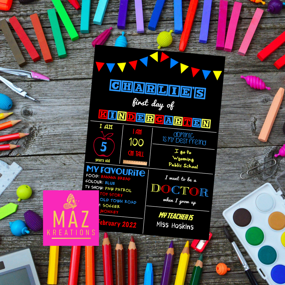 First Day of School poster - CHARLIE THEME – Maz Kreations