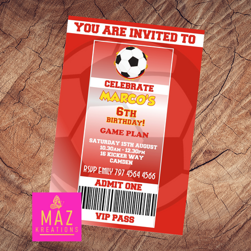 Manchester United themed Birthday Invitation – Maz Kreations