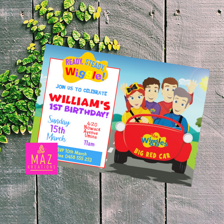 The Wiggles Big Red Car Birthday Invitation – Maz Kreations